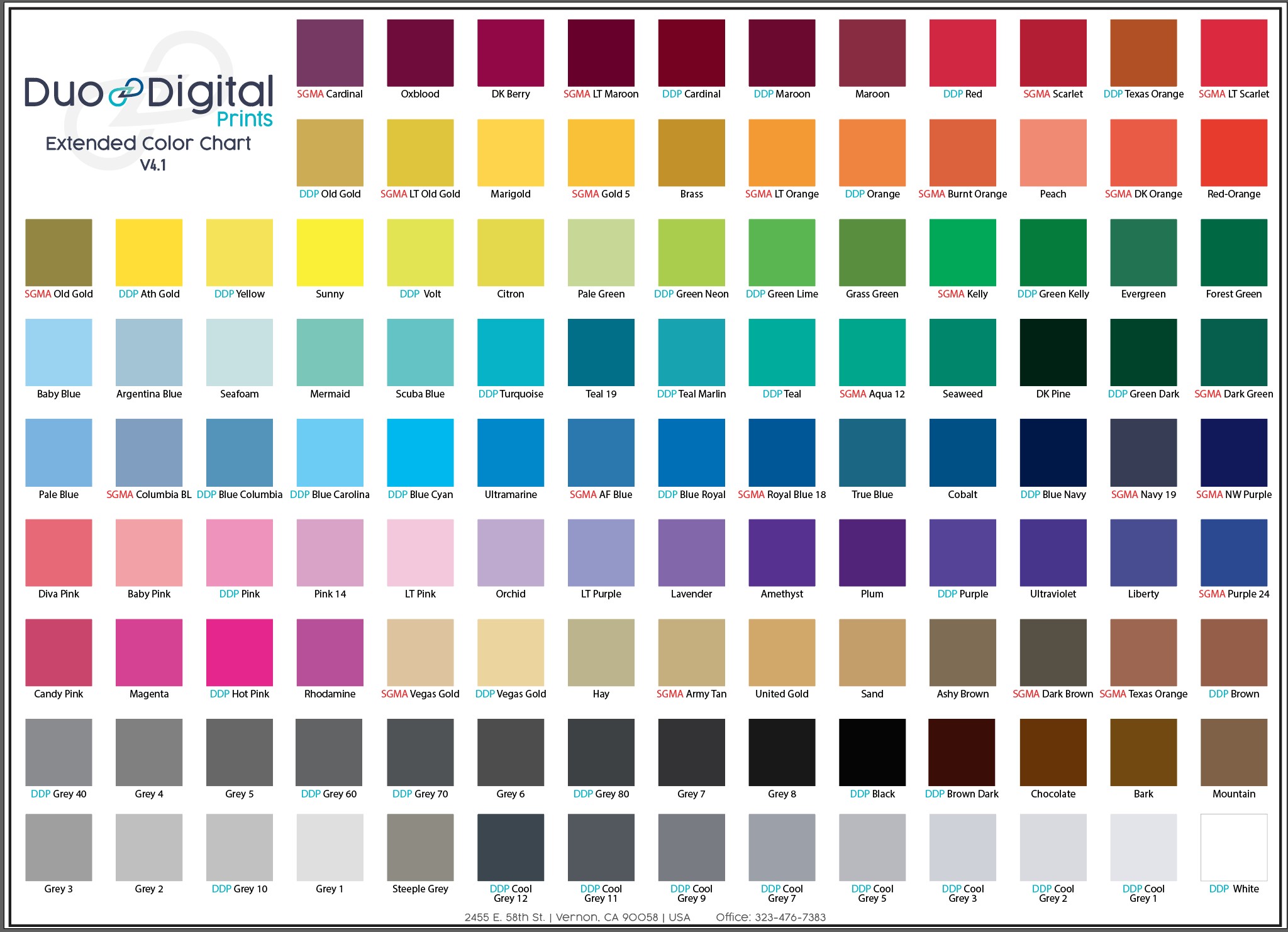 Duo Digital Prints - Color Charts